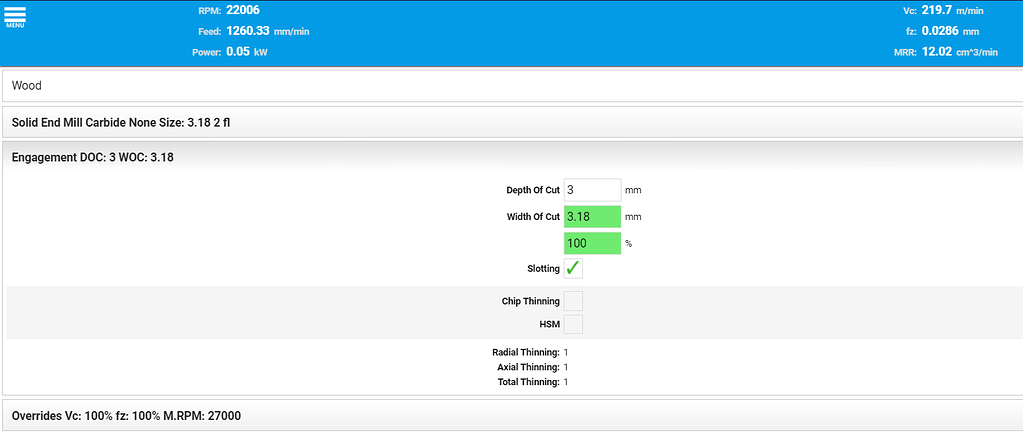 Speeds and feeds questions - Troubleshooting - V1 Engineering Forum