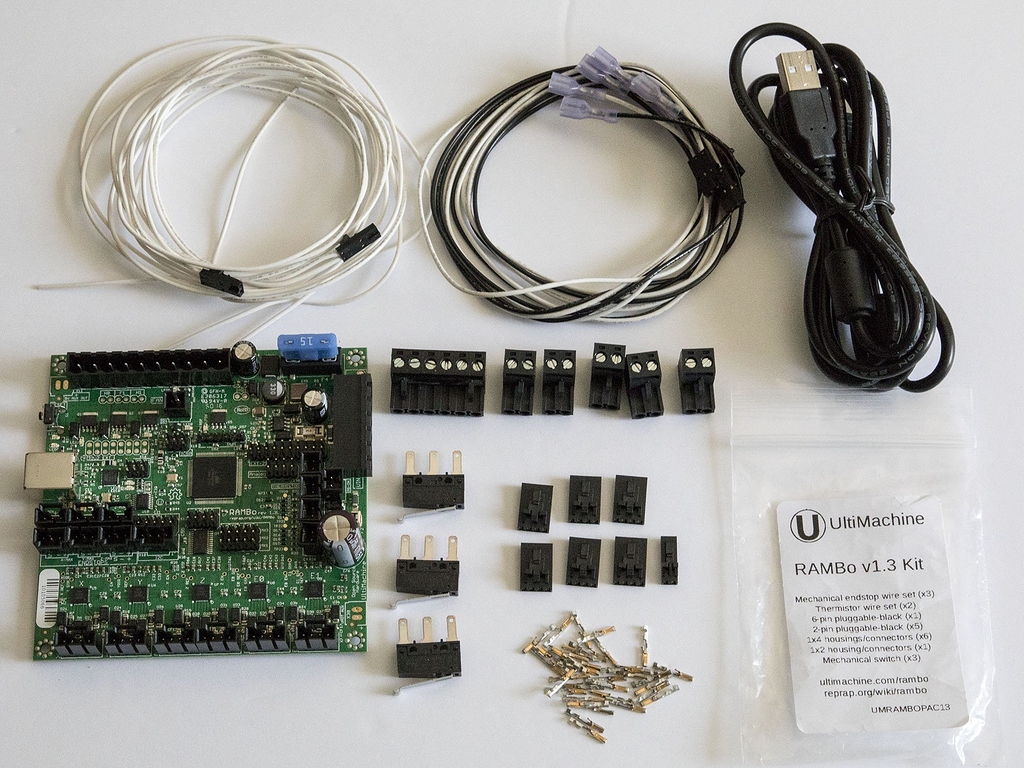 RAMBo Controller board Rev 1.3L with the Parts shown in Photo - For ...