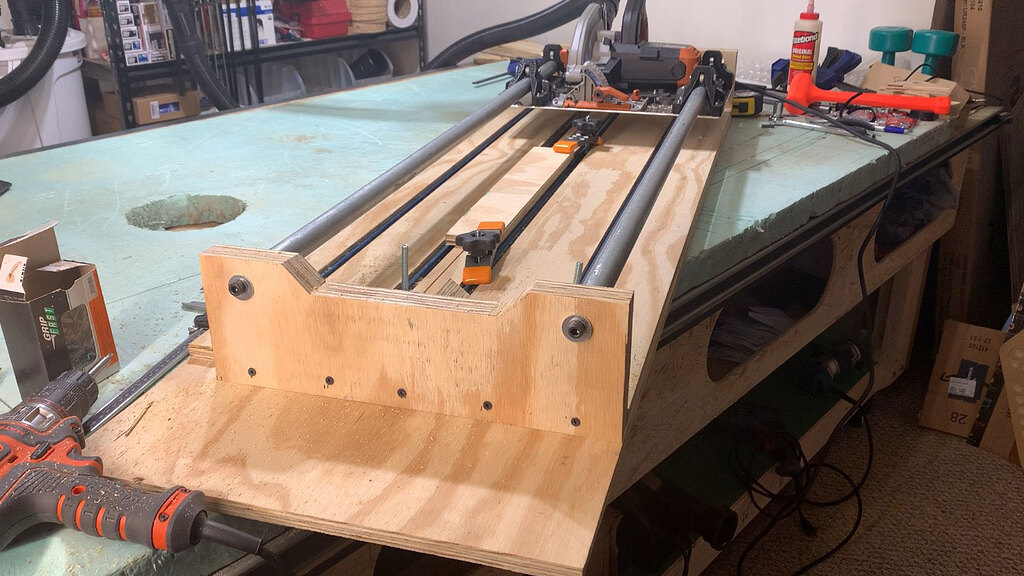 Wall-mounted circular saw sled (with LowRider2-inspired X mounts) - aka ...